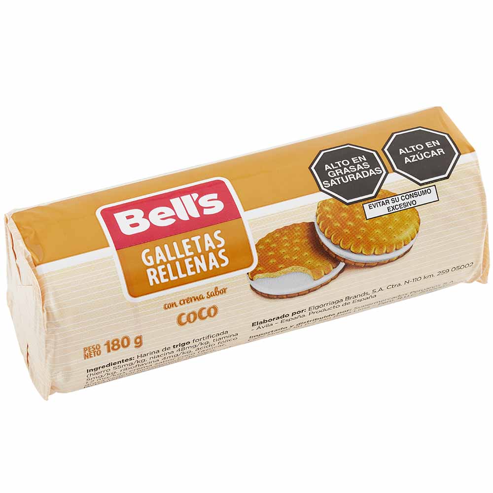 Galletas Rellenas con Crema sabor a Coco BELL'S Paquete 180g | Vivanda